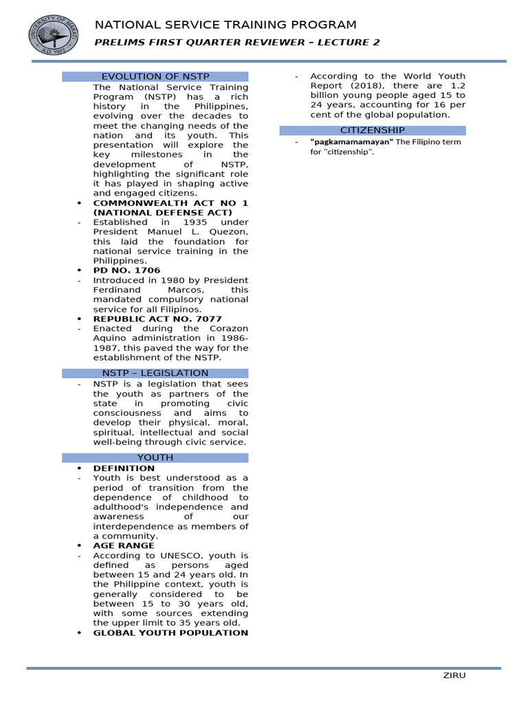 Evolution of NSTP | PDF