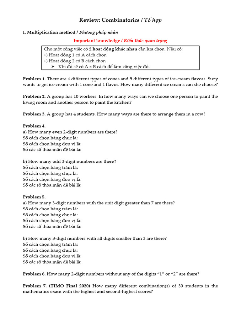 Combinatorics Problems and Solutions | PDF | Foods
