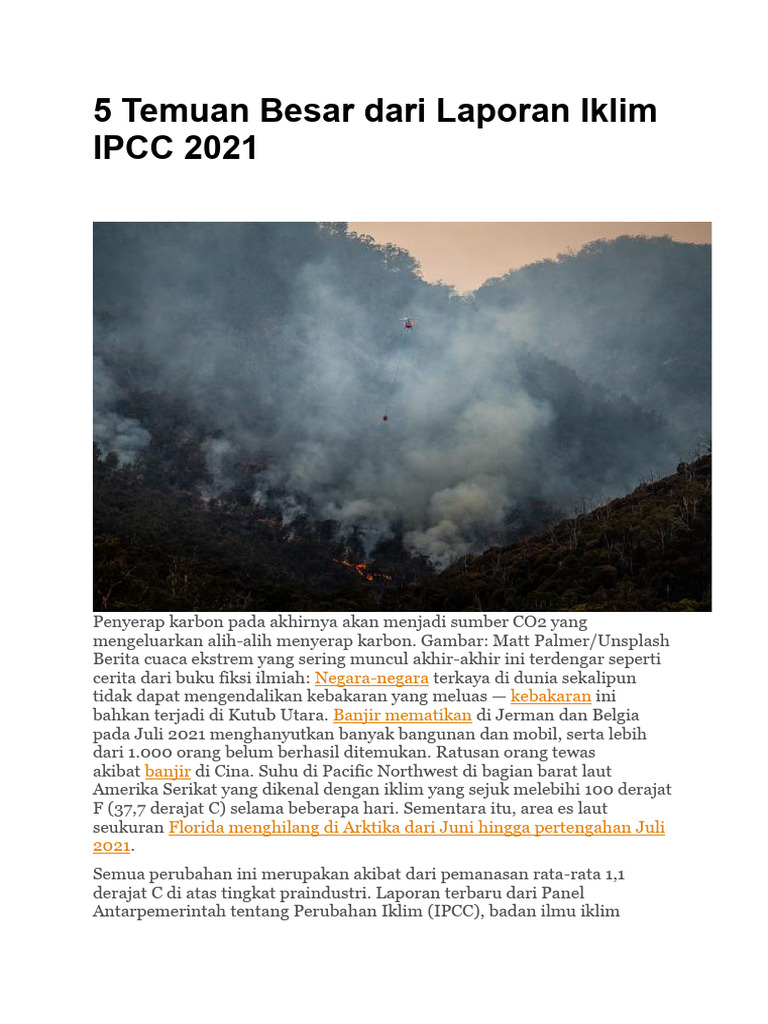 5 Temuan Besar Dari Laporan Iklim IPCC 2021 | PDF