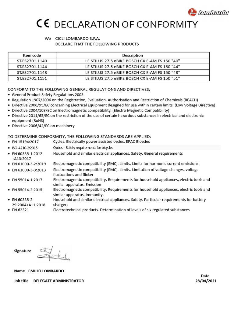 declaration-of-conformity-stiluseam-2021 | PDF | Electromagnetic Compatibility | Materials Science