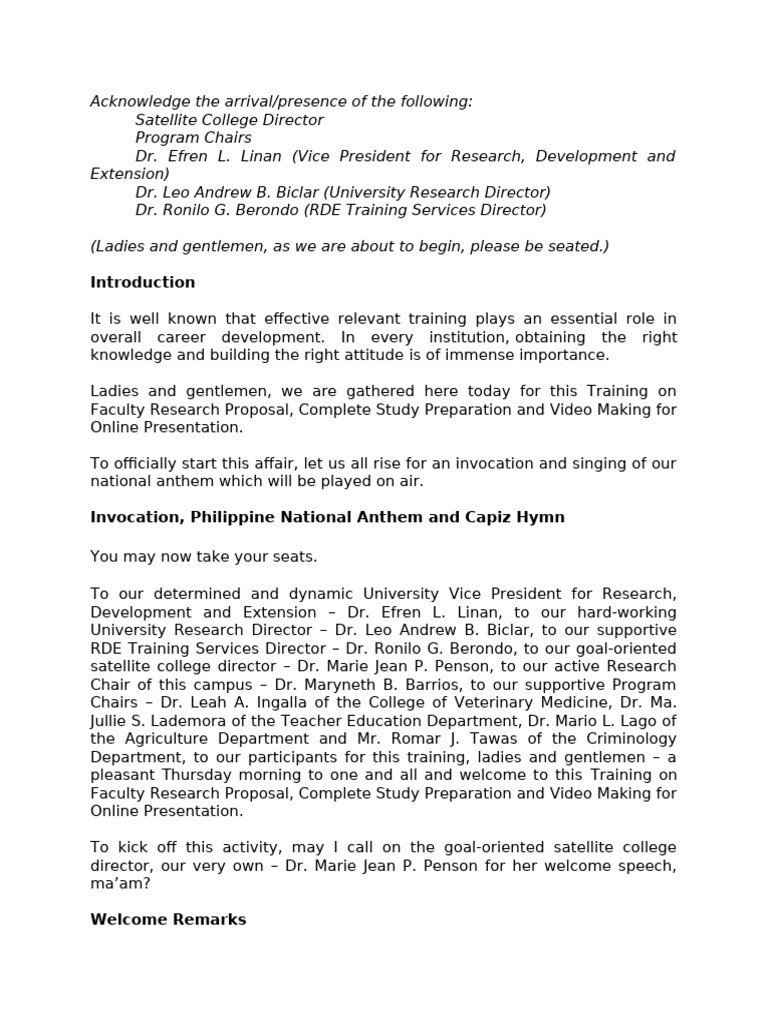 Script For Research Training | PDF