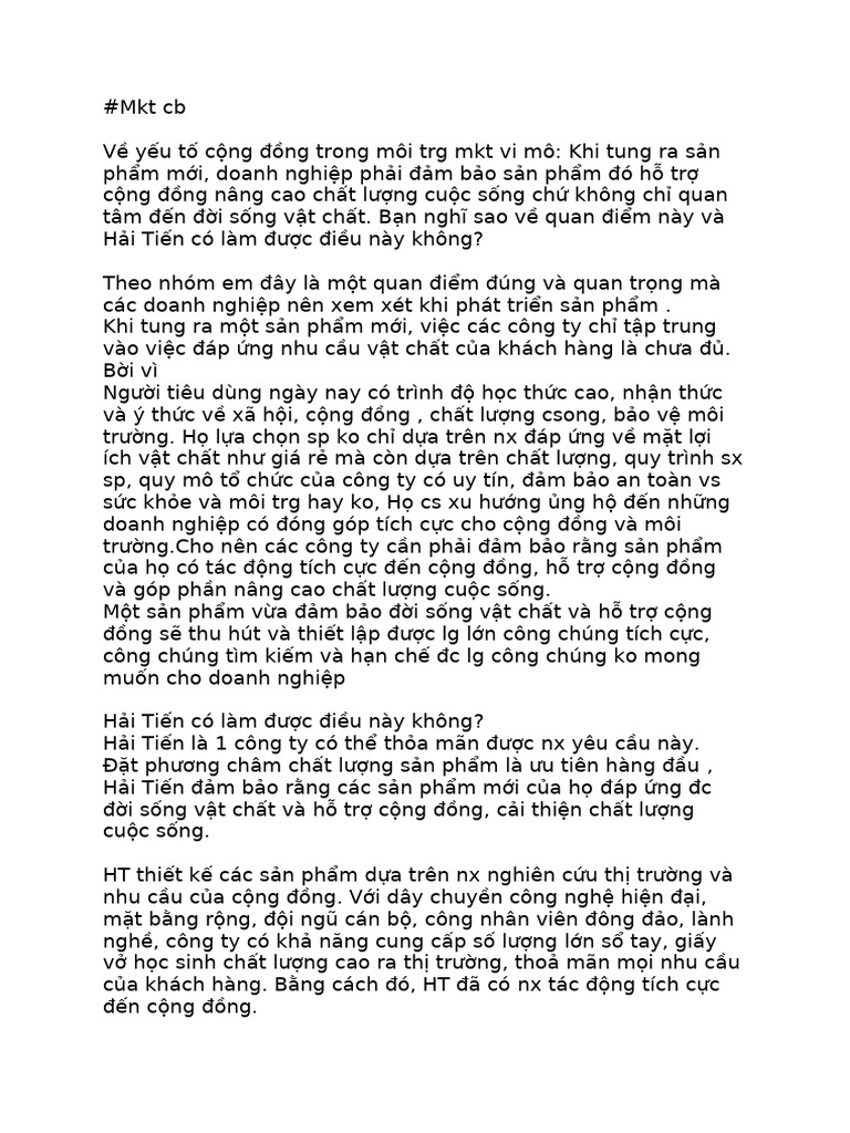 Trả lời câu hỏi mktcb | PDF