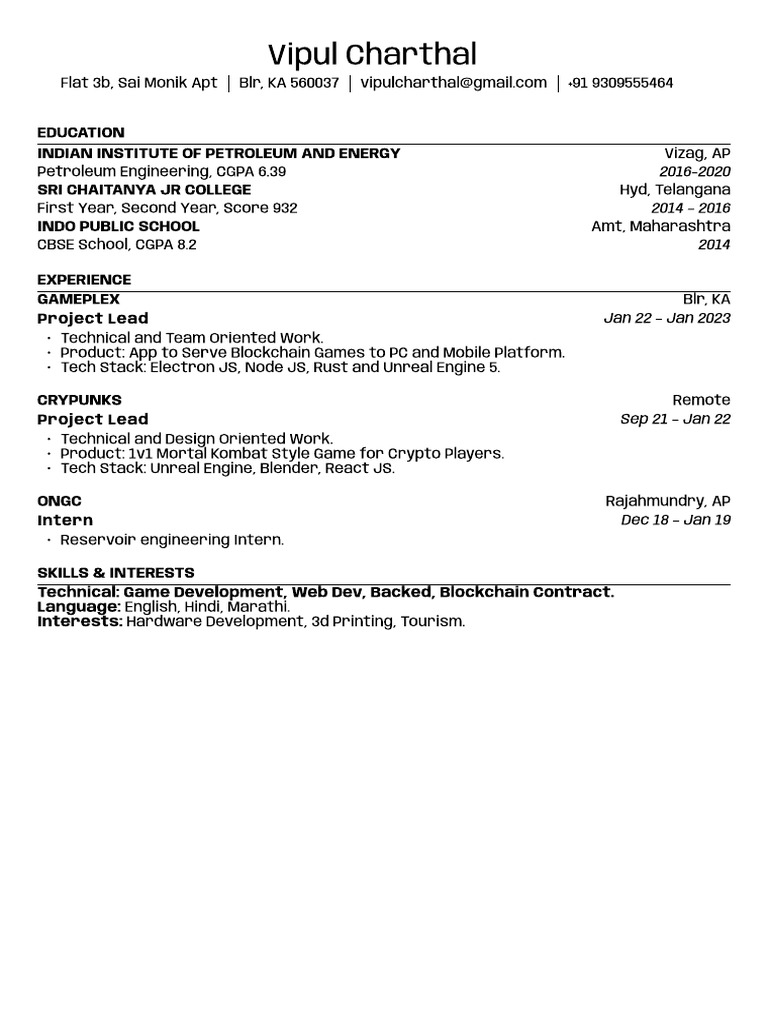 Harvard Resume Template I (With Bullet Points) | PDF