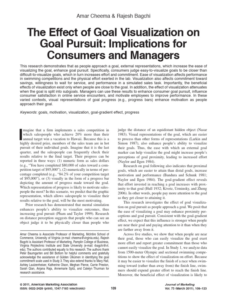Goal Visualization for Consumers | PDF | Goal | Perception