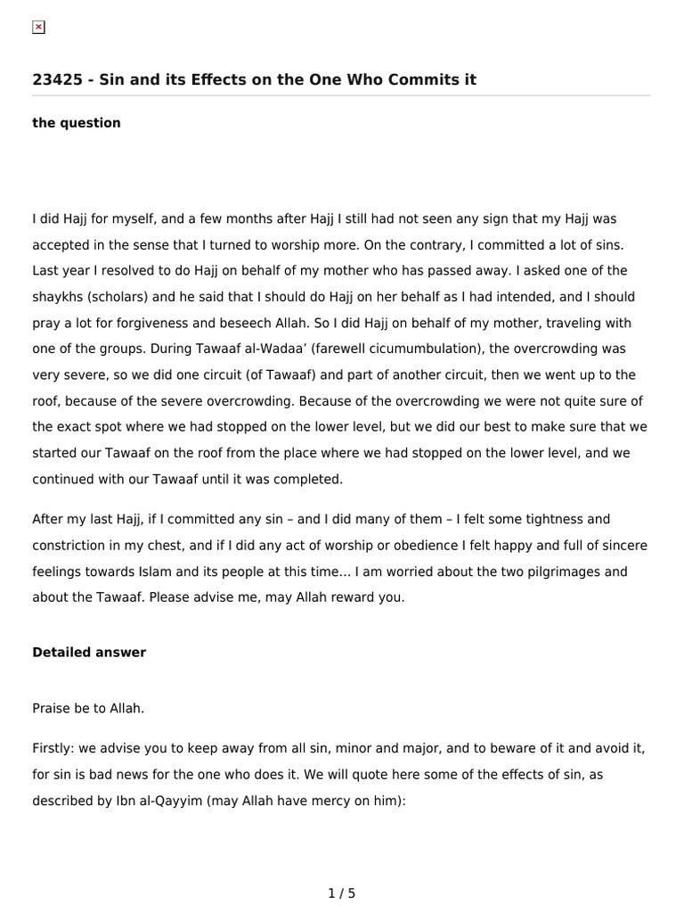 Effects of Sin After Hajj Pilgrimage | PDF | God In Islam | Sin