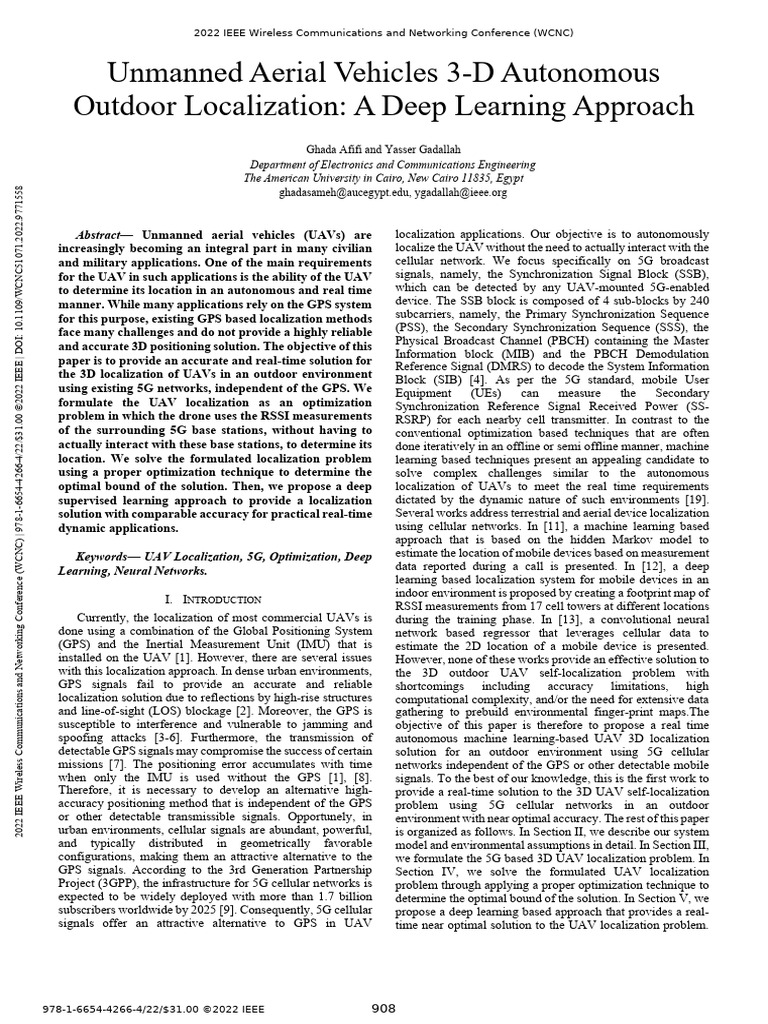 Unmanned Aerial Vehicles 3-D Autonomous Outdoor Localization - A Deep Learning Approach | PDF ...
