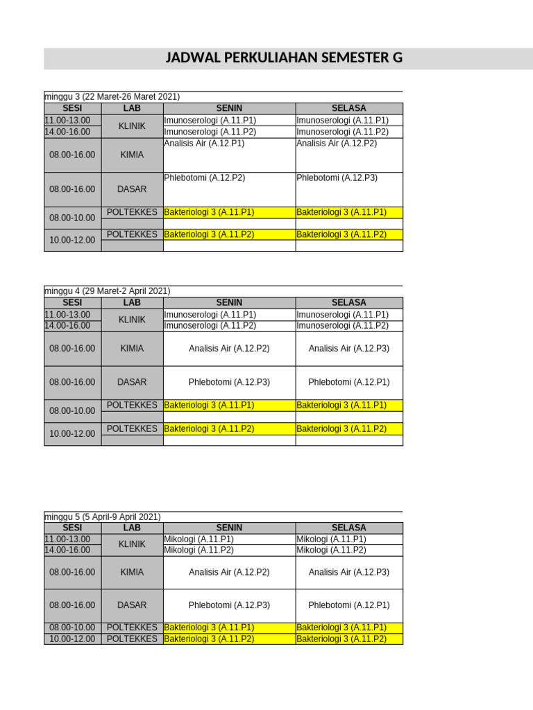 JADWAL Sem Genap 2020-2021 FINAL | PDF