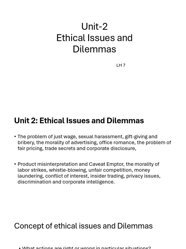 Unit 2 Ethical Issues and Dilemmas_1 | PDF | Price Discrimination ...