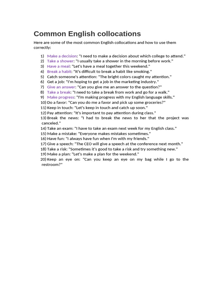 Common English Collocations | PDF