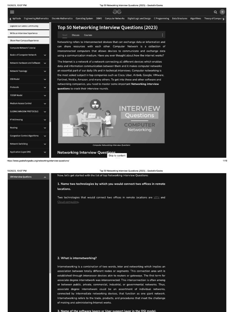 Computer Network Interview Question | PDF