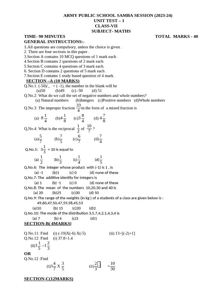 Blueprint (Clss 7) | PDF | Discrete Mathematics | Arithmetic