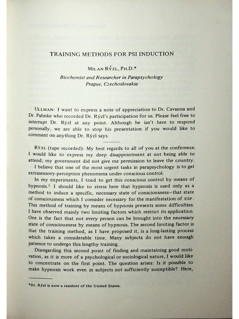 7 Training Methods For Psi Induction Milan Ryzl | PDF
