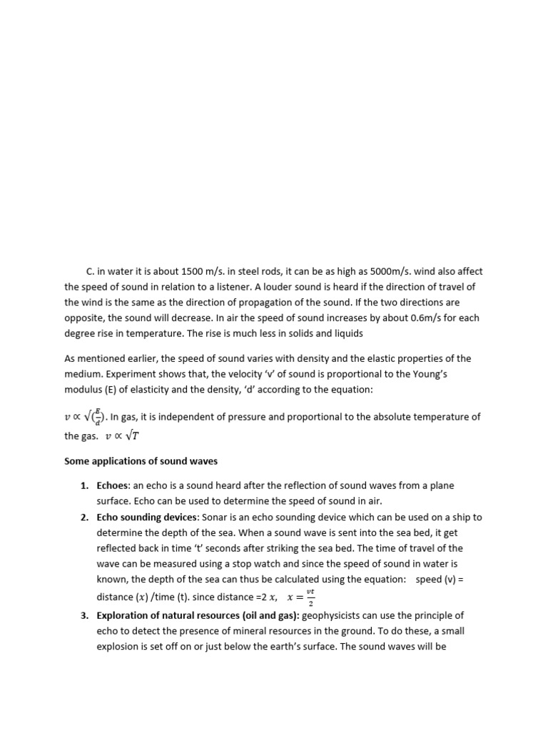 Applications of Sound Waves Explained | PDF | Sound | Gases