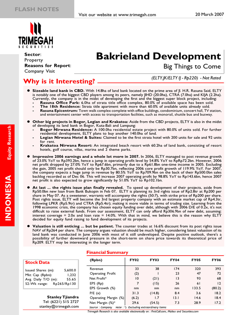 ELTY 070320 Big - Things - To - Come | PDF | Valuation (Finance) | Business