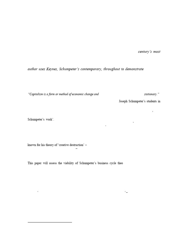 Joseph Schumpeter and The Business Cycle - An Historical Sythesis | PDF ...
