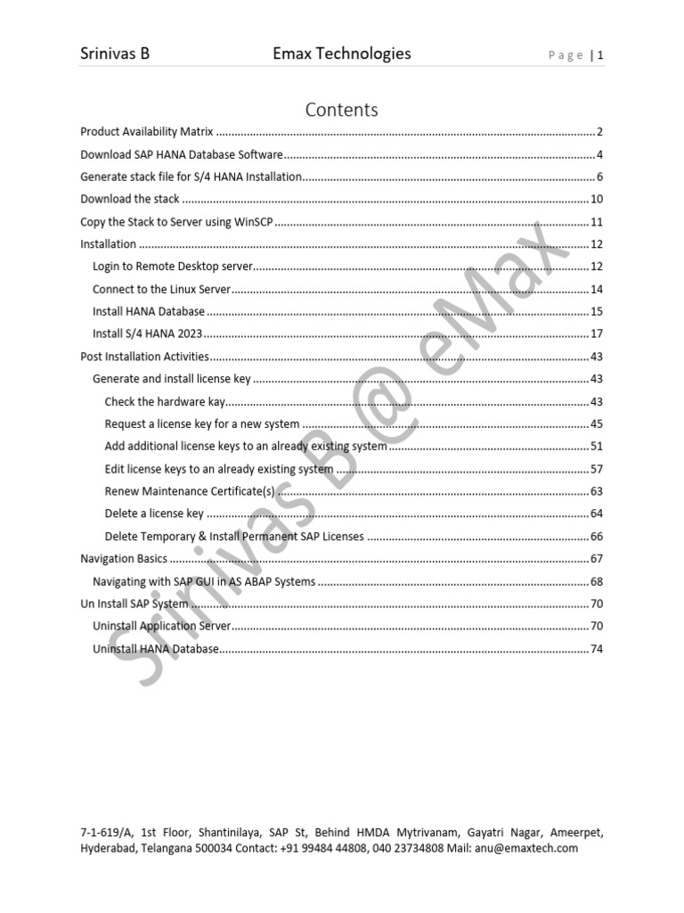 SAP HANA Installation Guide 2023 | PDF | Computer Architecture ...