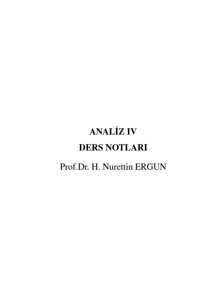 Analiz IV Nurettin Ergün | PDF