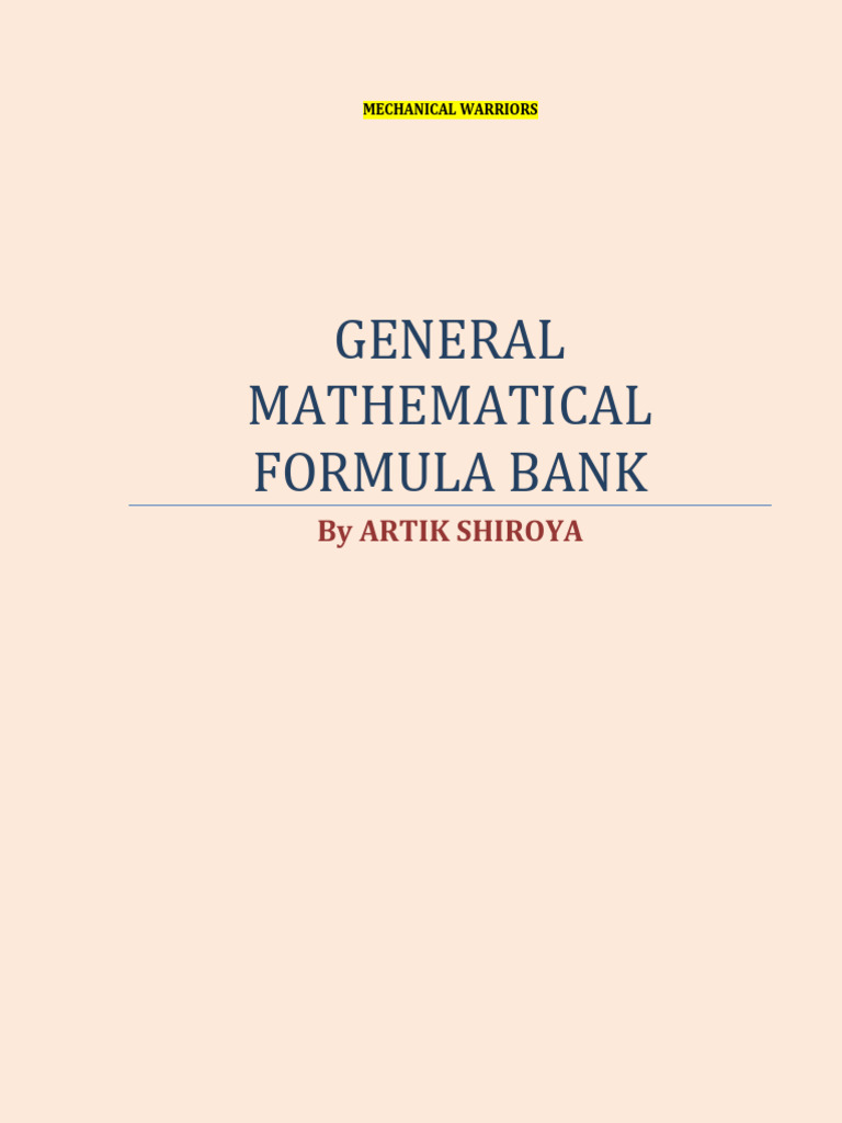 General Mathematical Formula Bank | PDF | Trigonometric Functions | Euclid