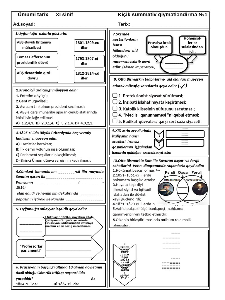Ümumi tarix XI sinif KSQ №1 | PDF