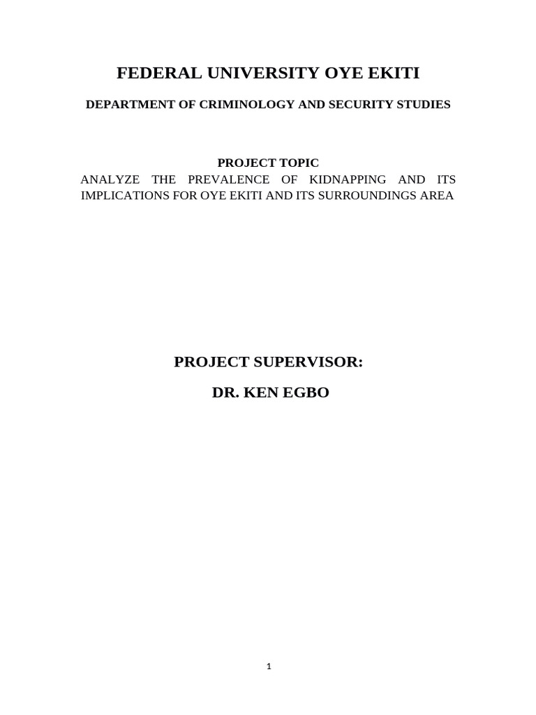 Adeniran Project Chapter One | PDF | Kidnapping | Crimes