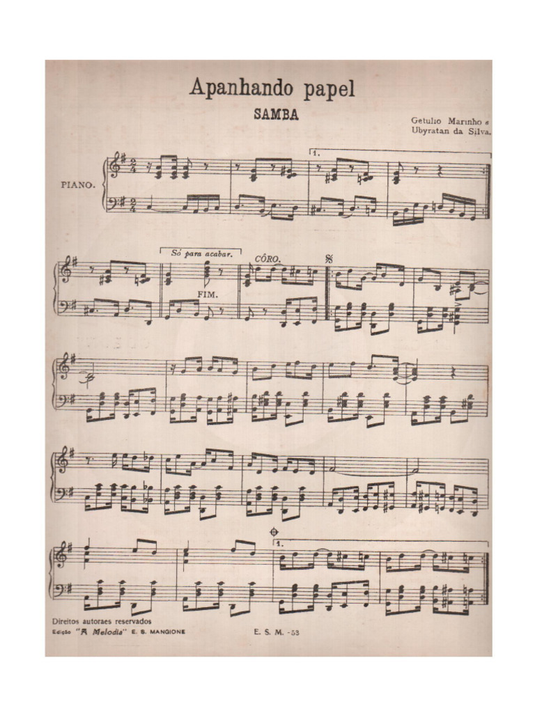 Apanhando Papel - Partitura | PDF