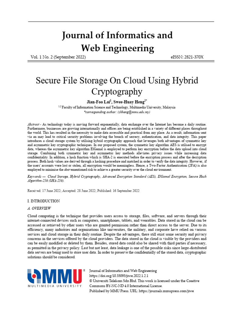 Secure File Storage On Cloud Using Hybrid Cryptogr | PDF | Key (Cryptography) | Encryption