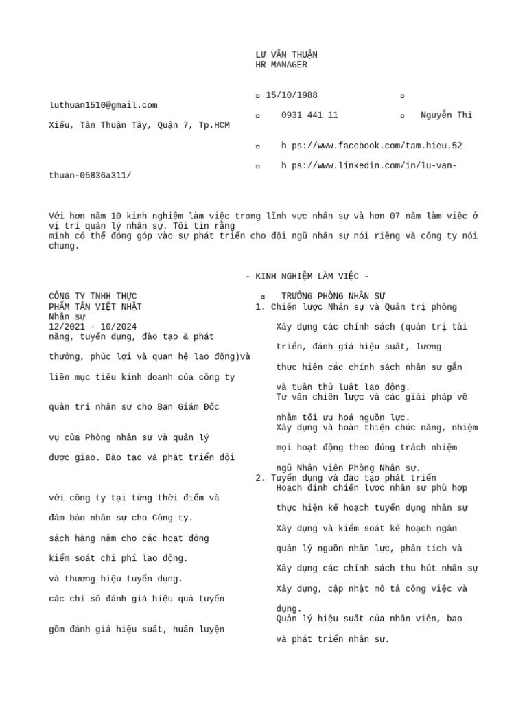 CV Lu Van Thuan1 | PDF