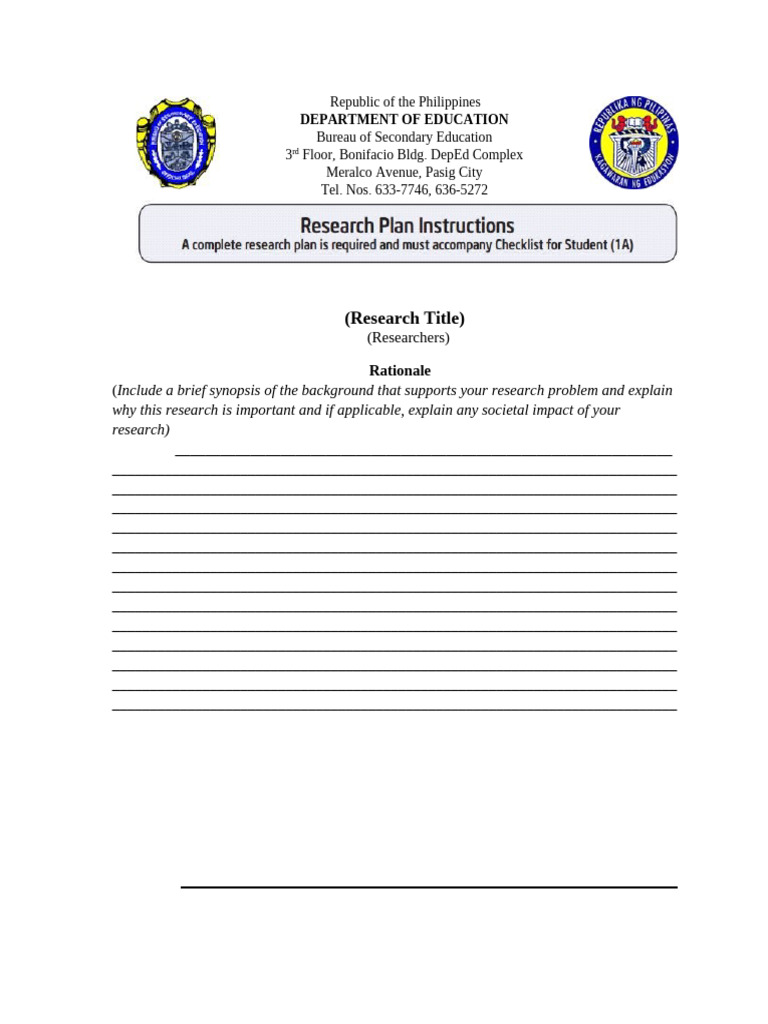 Research Plan Format | PDF