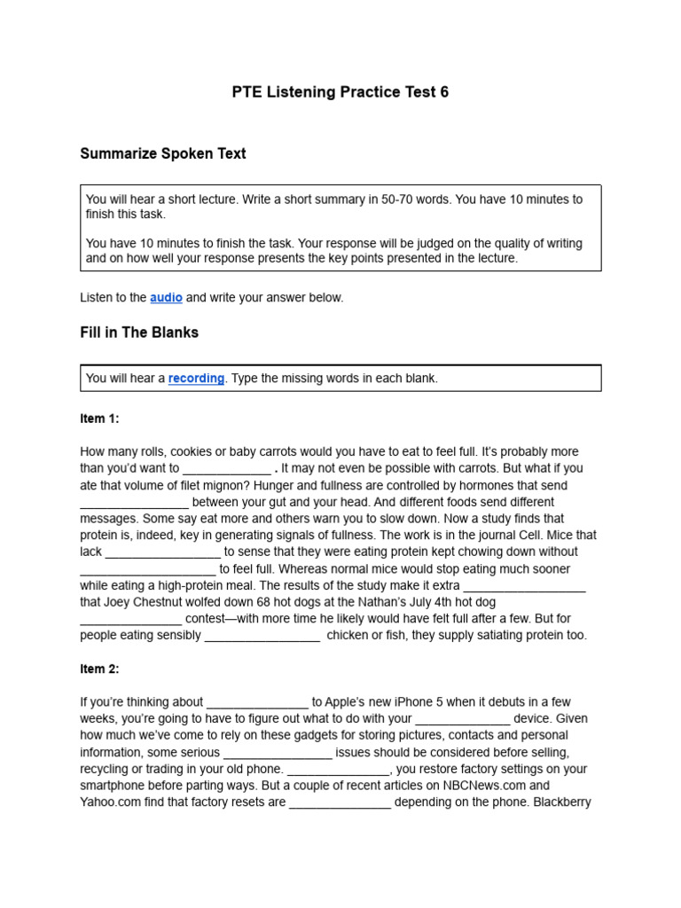 PTE Listening Practice Test 6 | PDF | Foraging | Bees