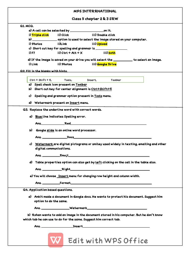 Class 5 CH 2 & 3 SRW | PDF | Computing | Software