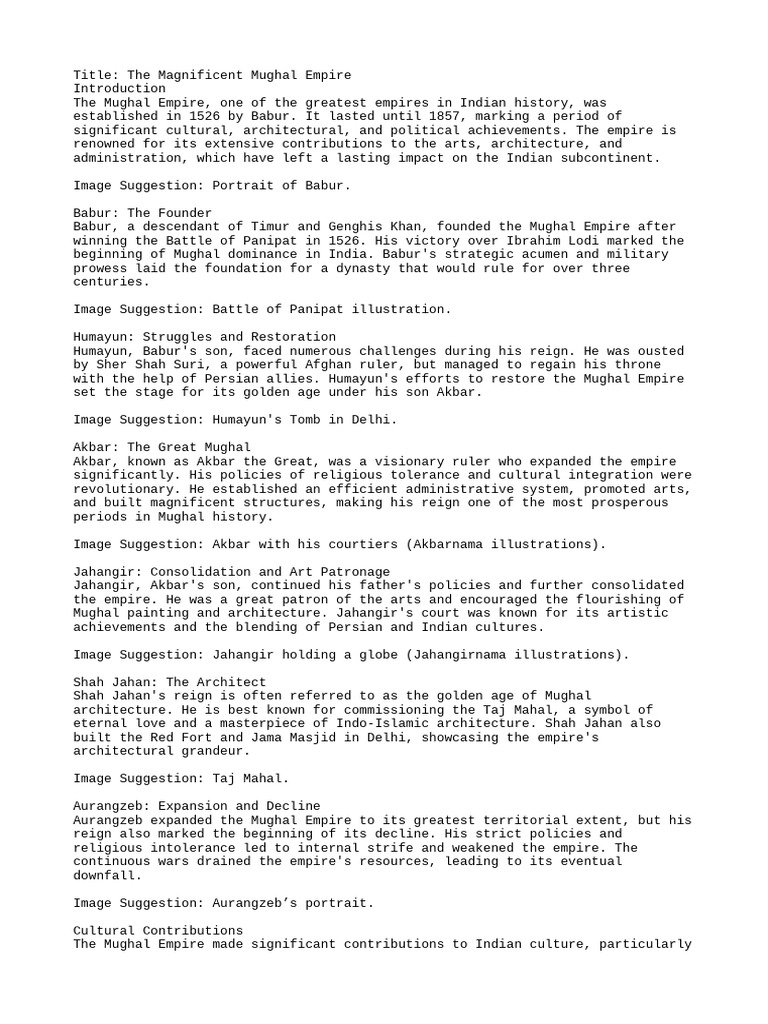 Key Rulers of the Mughal Empire | PDF | Mughal Empire