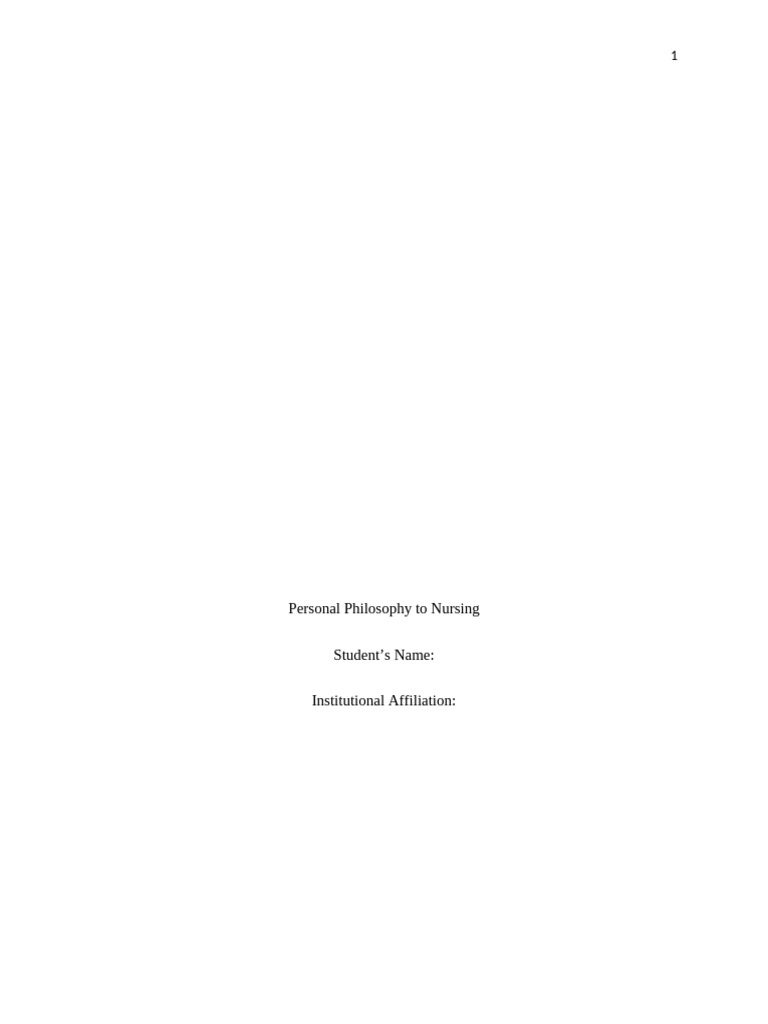 Personal Philosophy of Nursing | PDF | Nursing | Well Being