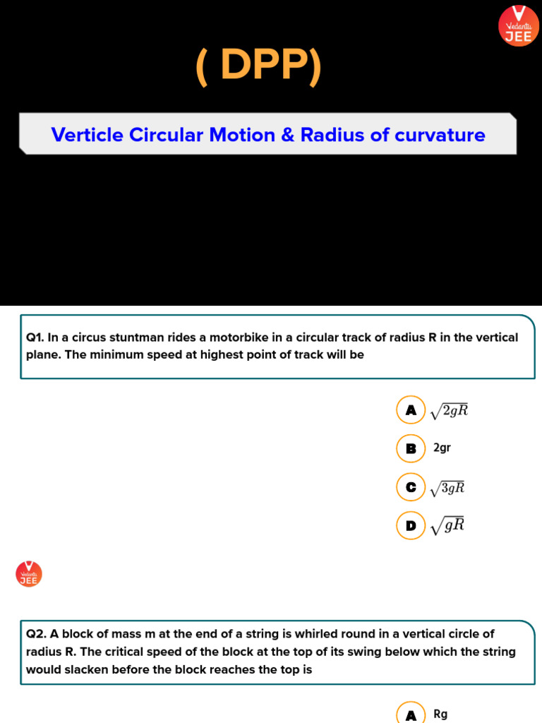 Verticle Circular Motion & Radius of Curvature | PDF | Tension (Physics ...