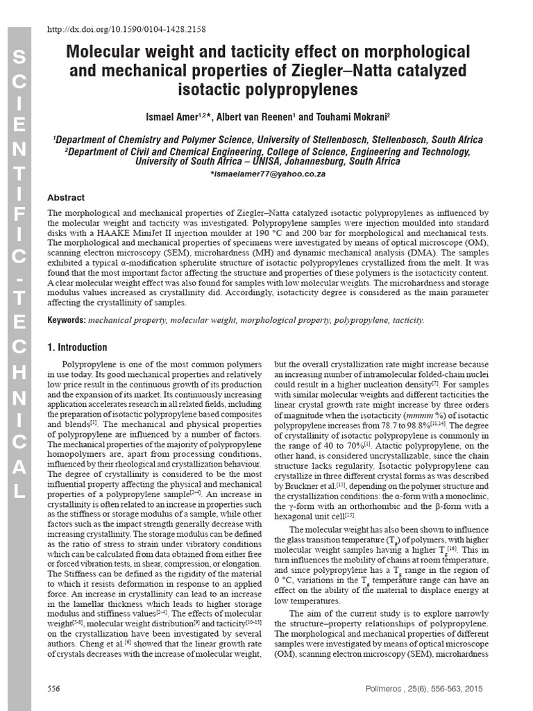 Molecular Weight and Tacticity Effect On Morphological and Mechanical ...