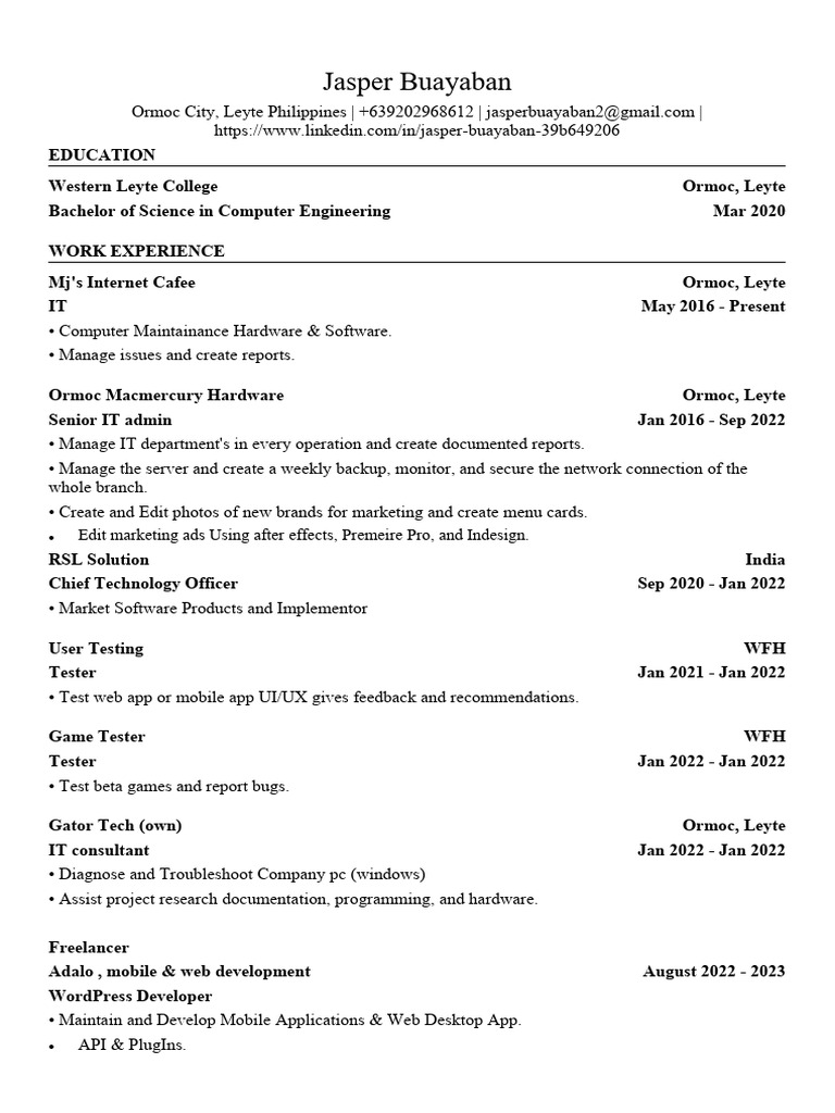 JASPER BUAYABAN - IT - Copie | PDF | Cloud Computing | Computer Network