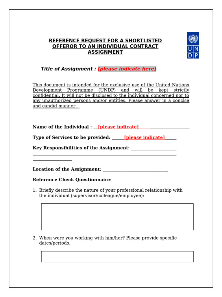 PSU - Individual Contract - Reference Check Template | PDF