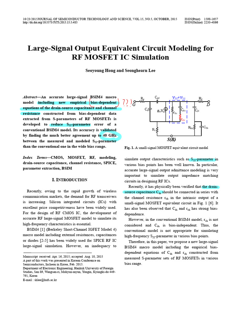 Large-Signal Model for RF MOSFETs | PDF | Mosfet | Field Effect Transistor