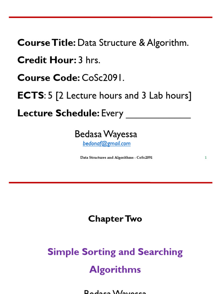 Chapter 2 Basic Sorting And Simple Searching Pdf Algorithms And Data Structures Algorithms