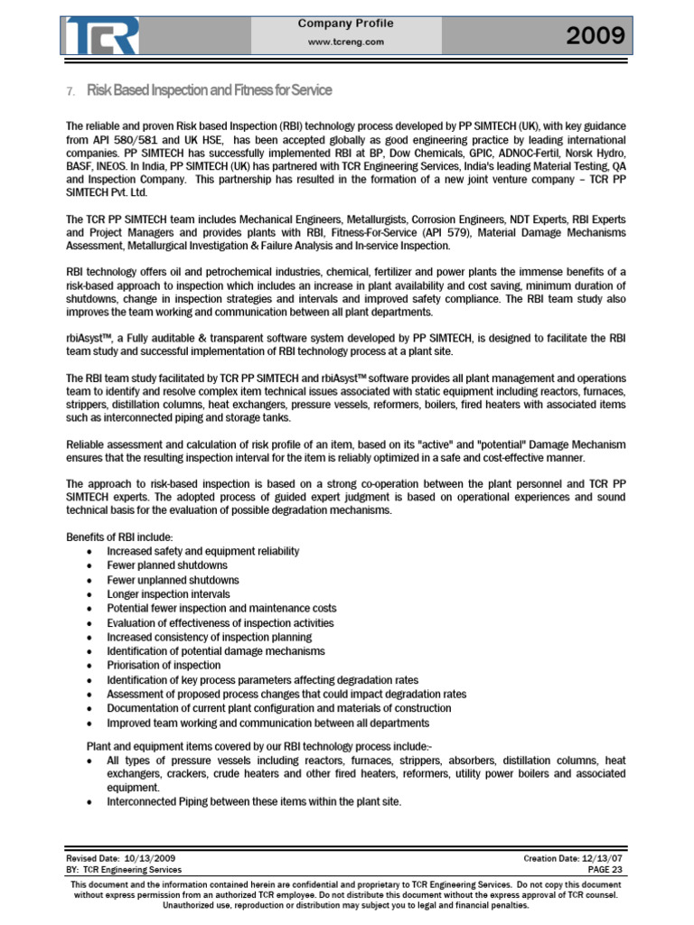 TCR Engineering Services Profile 2009 - 23 | PDF | Business | Computers