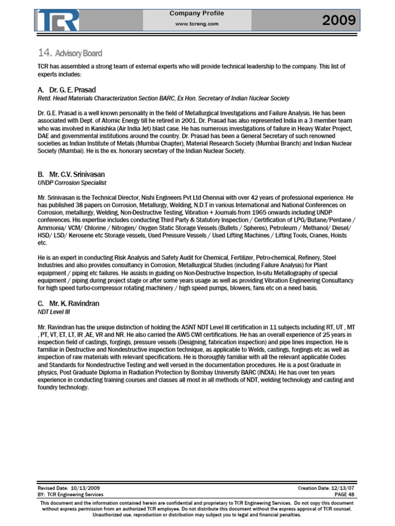 TCR Engineering Services Profile 2009 - 48 | PDF | Nondestructive ...