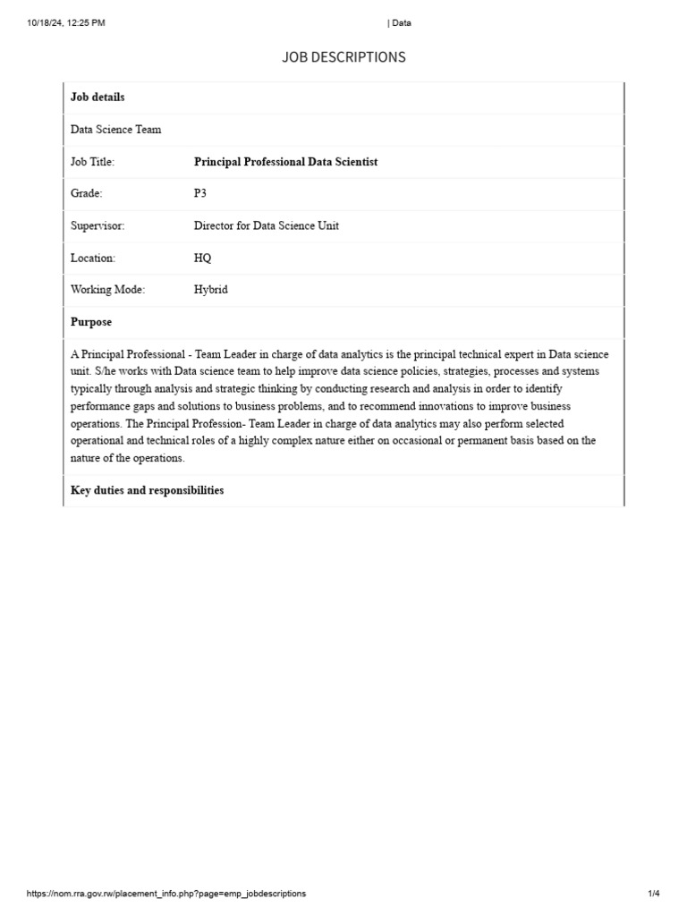 DATA SCIENCE P3 JOB DESCRIPTION | PDF | Data Science | Analytics DATA SCIENCE P3 JOB DESCRIPTION | PDF | Data Science | Analytics
