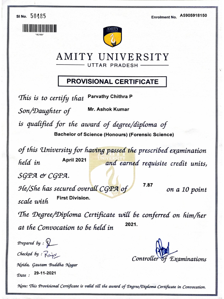 1638267282324 Parvathy Chithra P Provisional Certificate Pdf