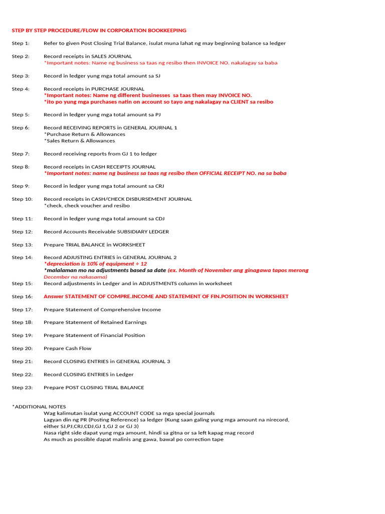 Corporation Bookkeeping Steps | PDF