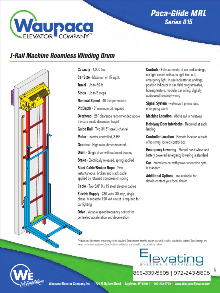 Waupaca Paca Glide Drive Specifications | PDF | Elevator | Manufactured Goods