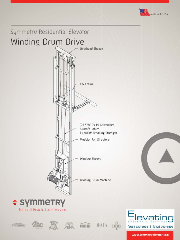 Symmetry Winding Drum Drive Residential Elevator | PDF