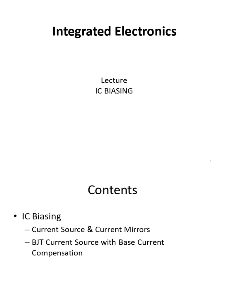 Lecture-IC Biasing 1 | PDF | Electronics | Electronic Engineering