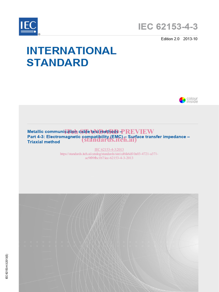 Iec 62153 4 3 2013 | PDF | Electromagnetic Compatibility | Coaxial Cable
