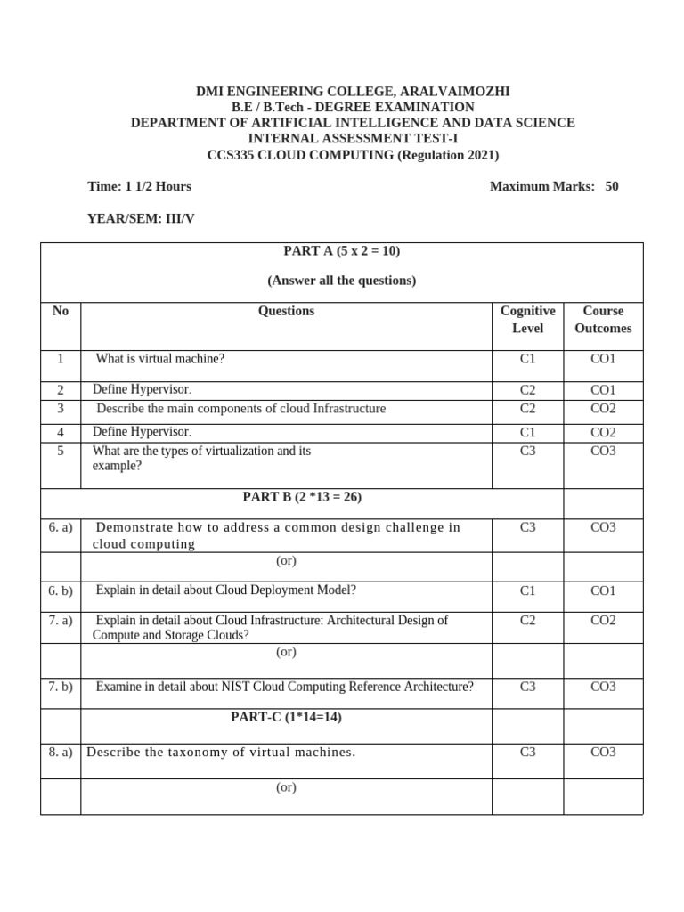 Cloud Computing Qp Set 2 Pdf Teaching Methods And Materials