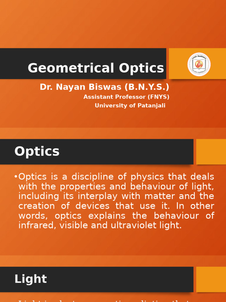 10 Geometrical Optics | PDF | Optics | Light