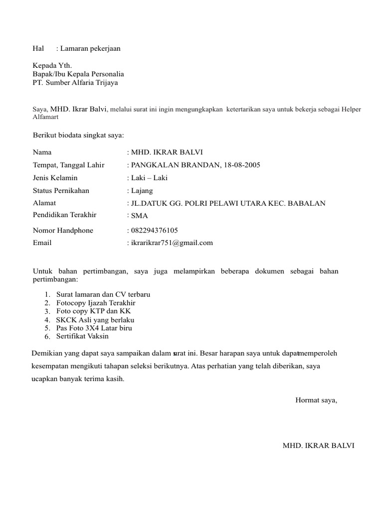 Lamaran 1 | PDF